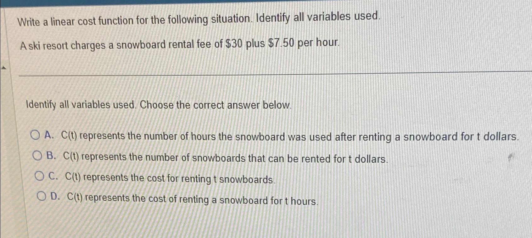 Solved Write a linear cost function for the following | Chegg.com