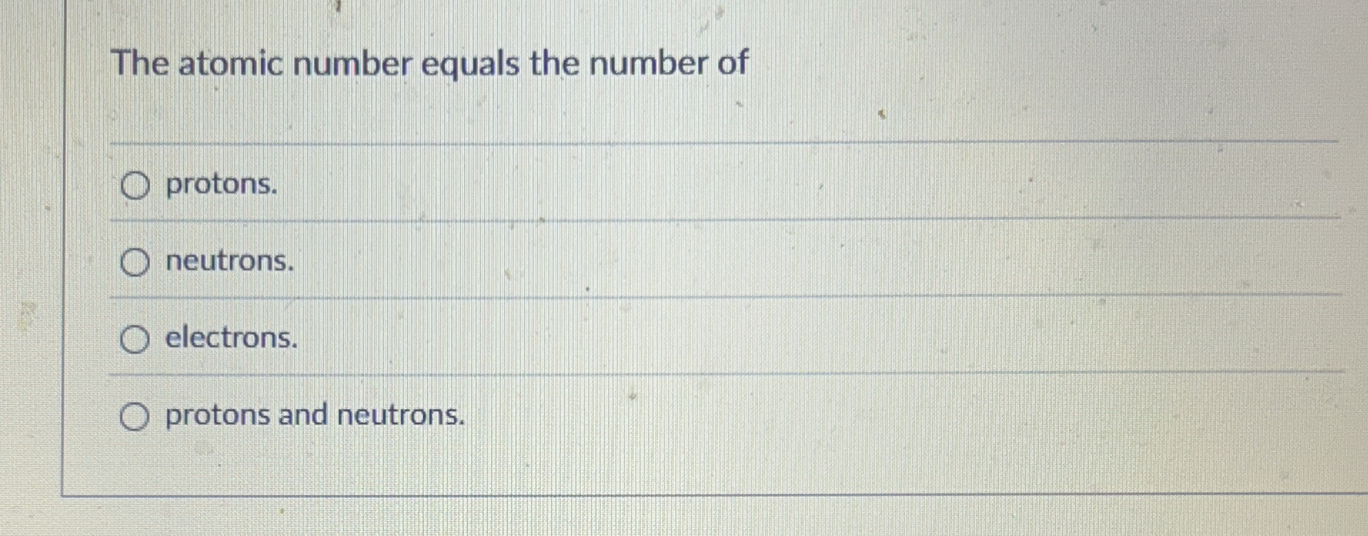 Solved The atomic number equals the number | Chegg.com
