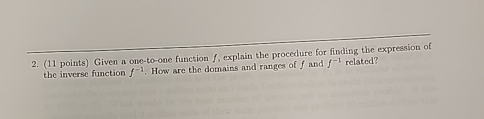 Solved (11 ﻿points) ﻿Given a one-to-one function f, ﻿explain | Chegg.com