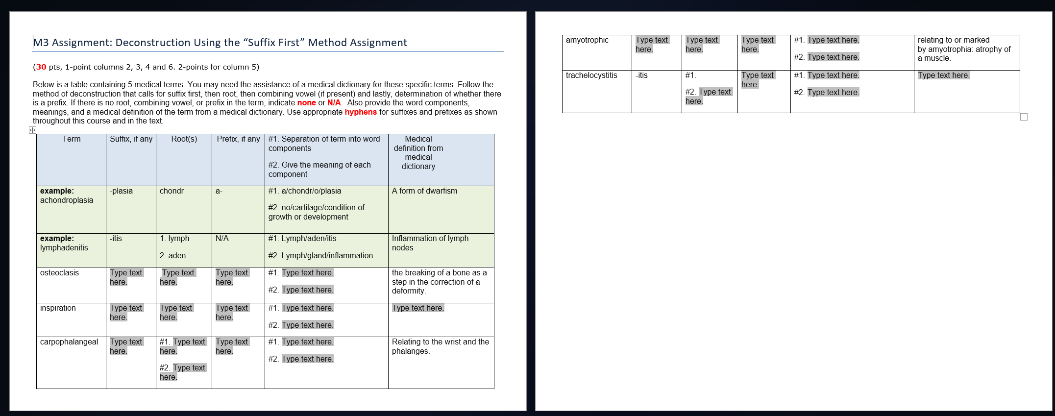 Solved |M3 ﻿Assignment: Deconstruction Using the "Suffix | Chegg.com