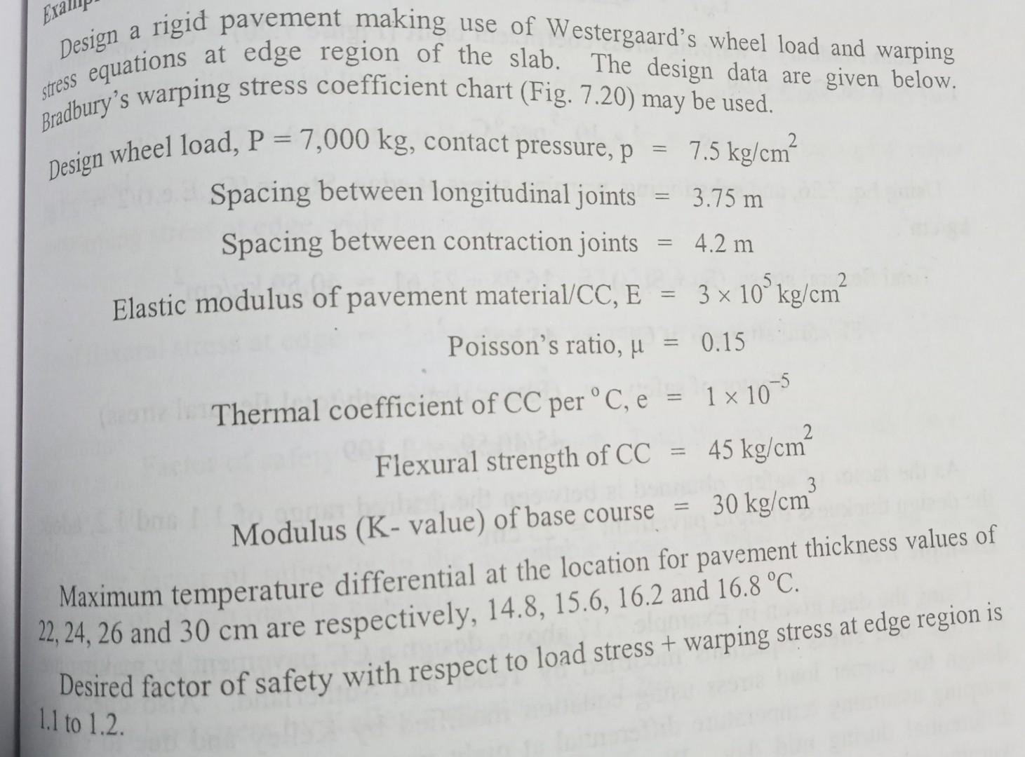 Solved Design a rigid pavement making use of Westergaard's | Chegg.com