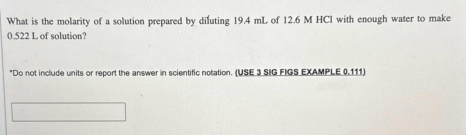 Solved What is the molarity of a solution prepared by | Chegg.com