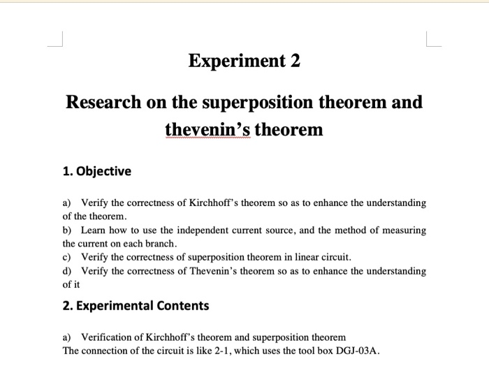 Solved Experiment 2 Research On The Superposition Theorem
