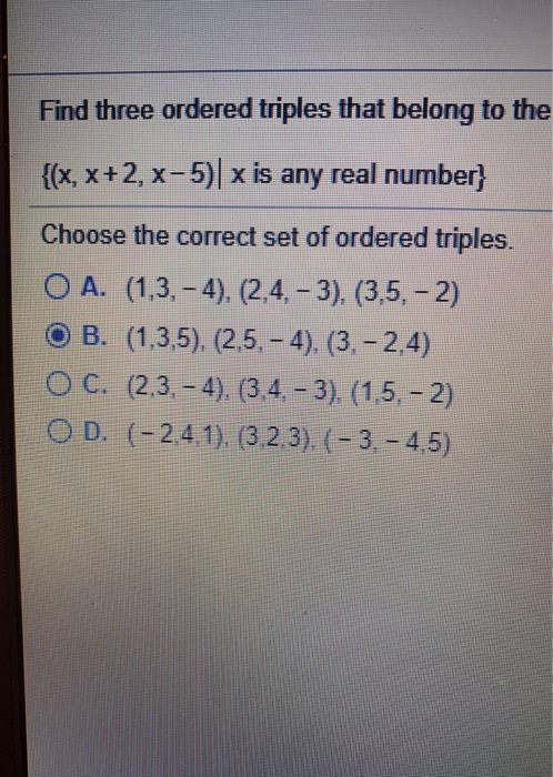 Solved find three ordered triplets that belong to the | Chegg.com