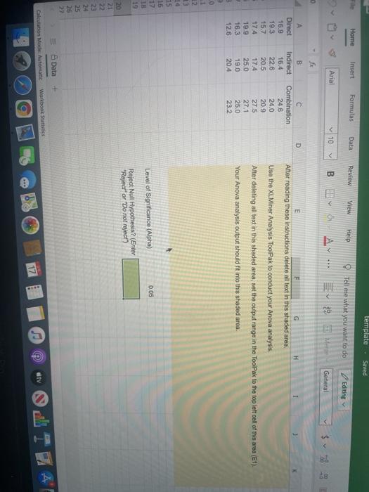 Solved template . Saved Home Insert Formulas Data Review | Chegg.com