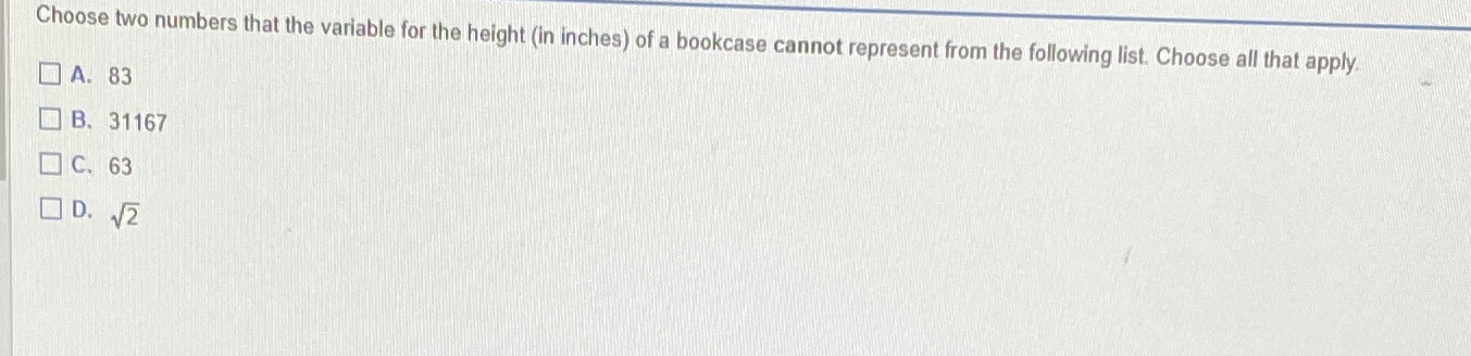 Solved Choose two numbers that the variable for the height | Chegg.com
