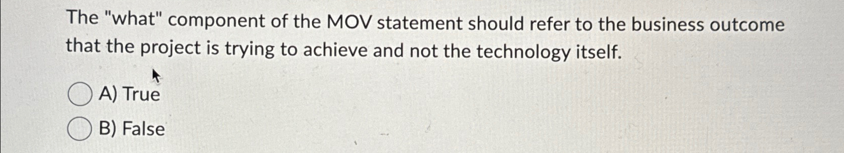 Solved The "what" component of the MOV statement should | Chegg.com