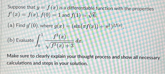 Solved Suppose that y=f(x) is a differentiable function with | Chegg.com