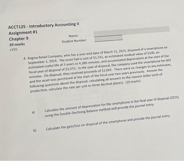 ACCT125 - Introductory Accounting II Assignment \#1 | Chegg.com