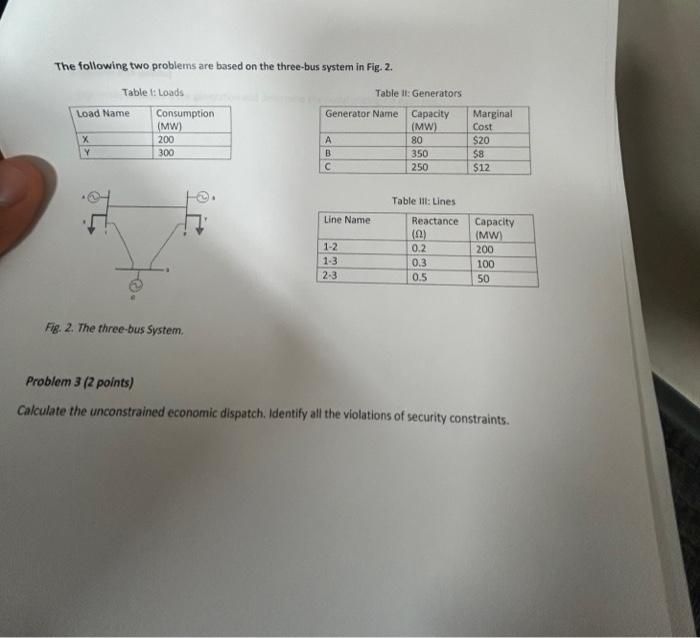Solved The following two problems are based on the three-bus | Chegg.com
