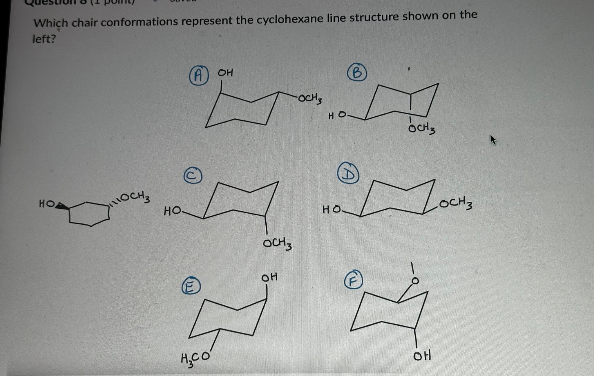 Solved Which chair conformations represent the cyclohexane | Chegg.com