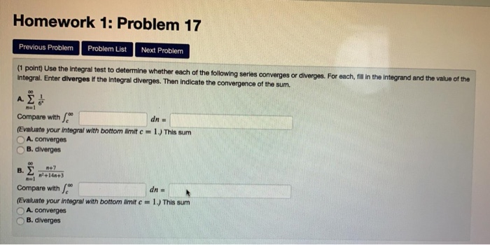 Solved Homework 1 Problem 17 Previous Problem Problem List 1113
