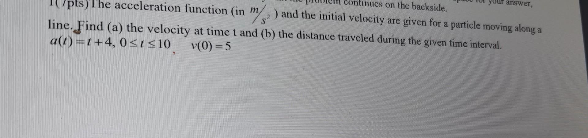Solved Function In M S2 And The Initial Velocity Are