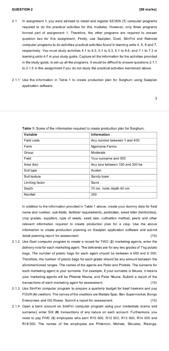 Solved QUESTION 2[50 ﻿marks]2.1 ﻿In assignment 1, ﻿you were | Chegg.com