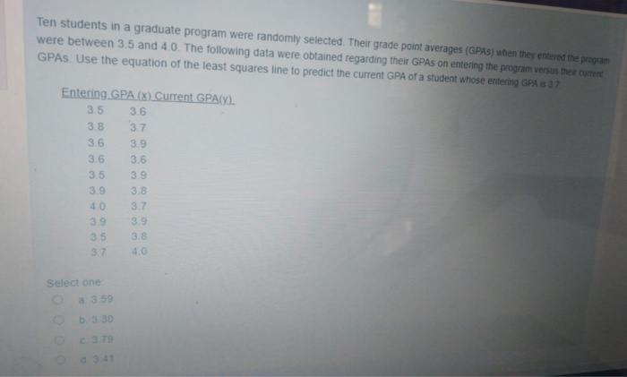 Solved Ten students in a graduate program were randomly | Chegg.com