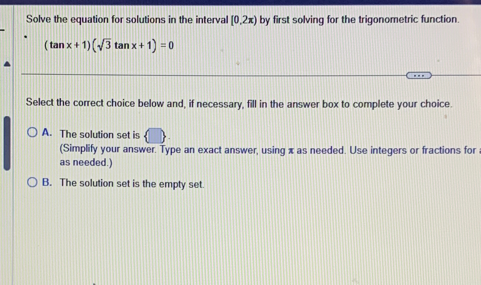 Solved Solve the equation for solutions in the interval | Chegg.com