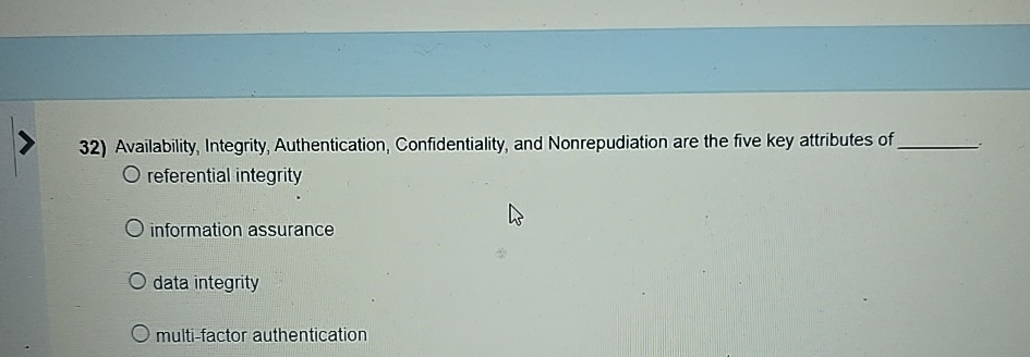 Solved Availability, Integrity, Authentication, | Chegg.com
