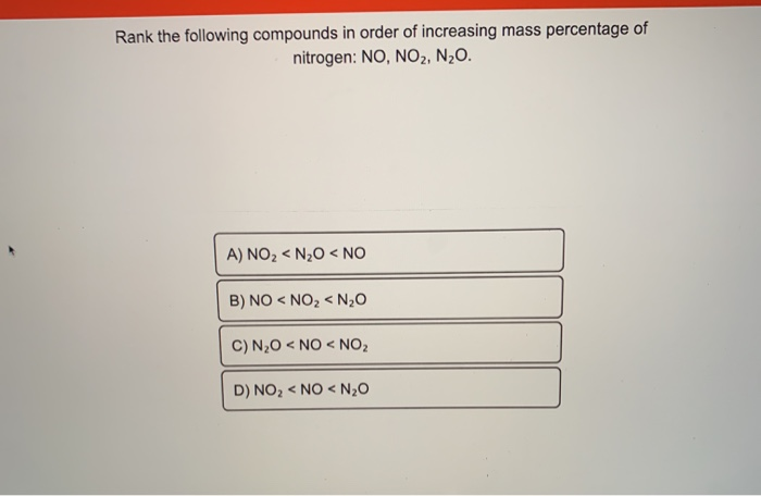 Solved: Rank The Following Compounds In Order Of Increasin... | Chegg.com
