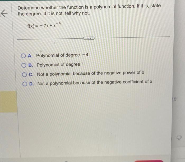 Solved Determine whether the function is a polynomial | Chegg.com
