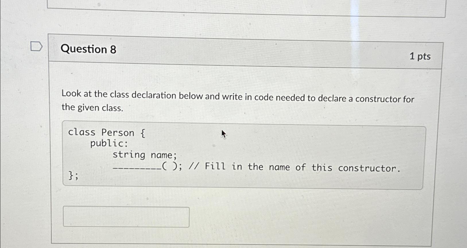 Solved Question 81 ﻿ptsLook at the class declaration below | Chegg.com