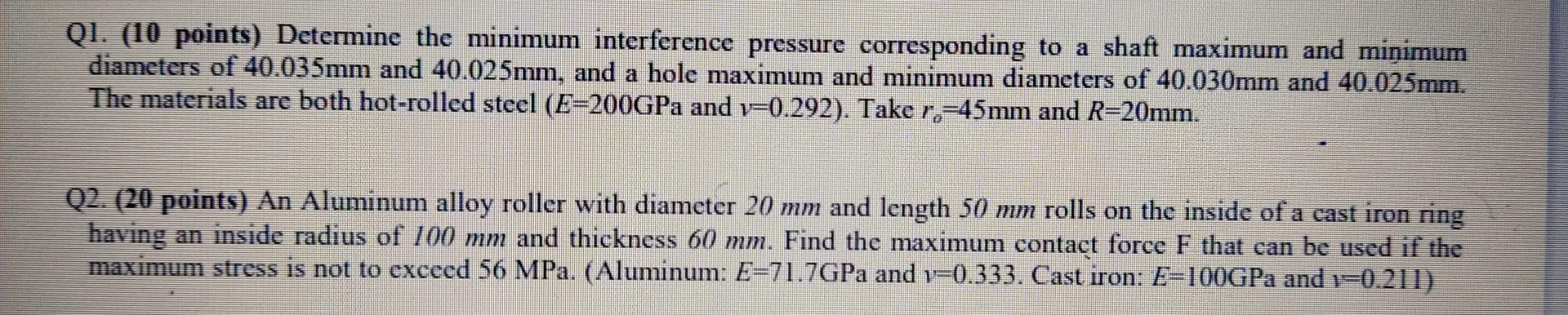Solved Q1. (10 points) Determine the minimum interference | Chegg.com