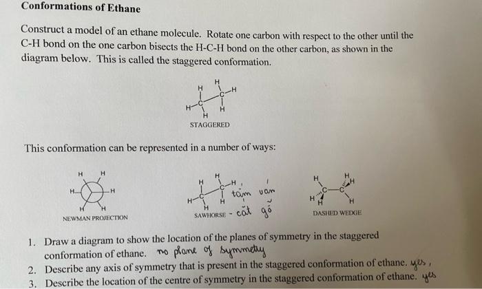 Solved Conformations of Ethane Construct a model of an | Chegg.com
