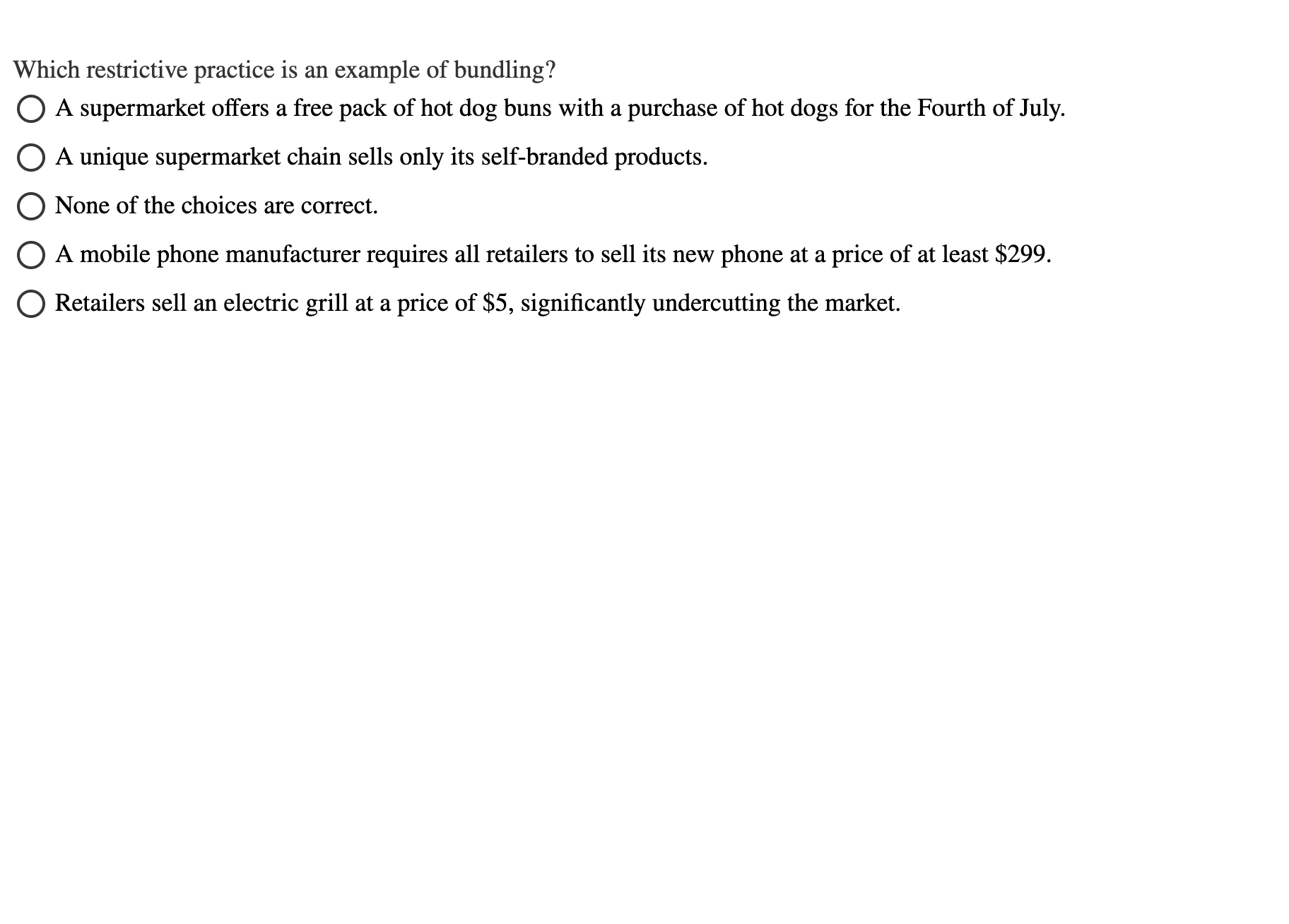 Solved Which restrictive practice is an example of | Chegg.com