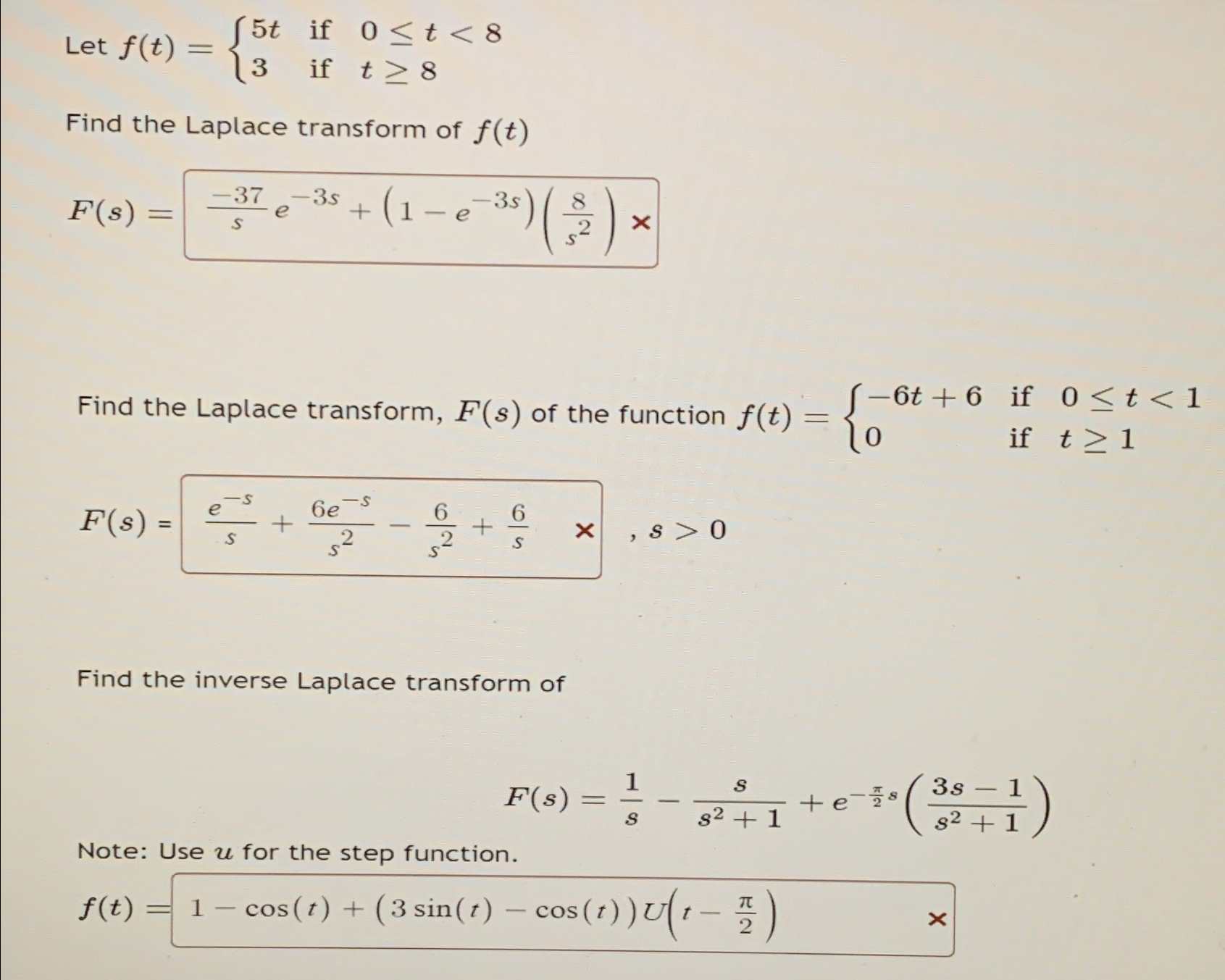 Solved Let f(t)={5t if 0≤t