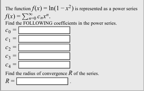 Solved The function f(x) = ln(1 - X2) is represented as a | Chegg.com