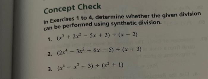 Solved Concept Check In Exercises 1 to 4, determine whether | Chegg.com Solved Concept Check In Exercises 1 to 4, determine whether | Chegg.com