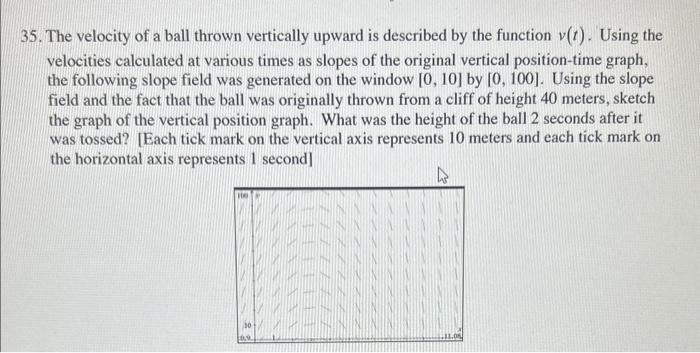 Solved 35. The velocity of a ball thrown vertically upward | Chegg.com