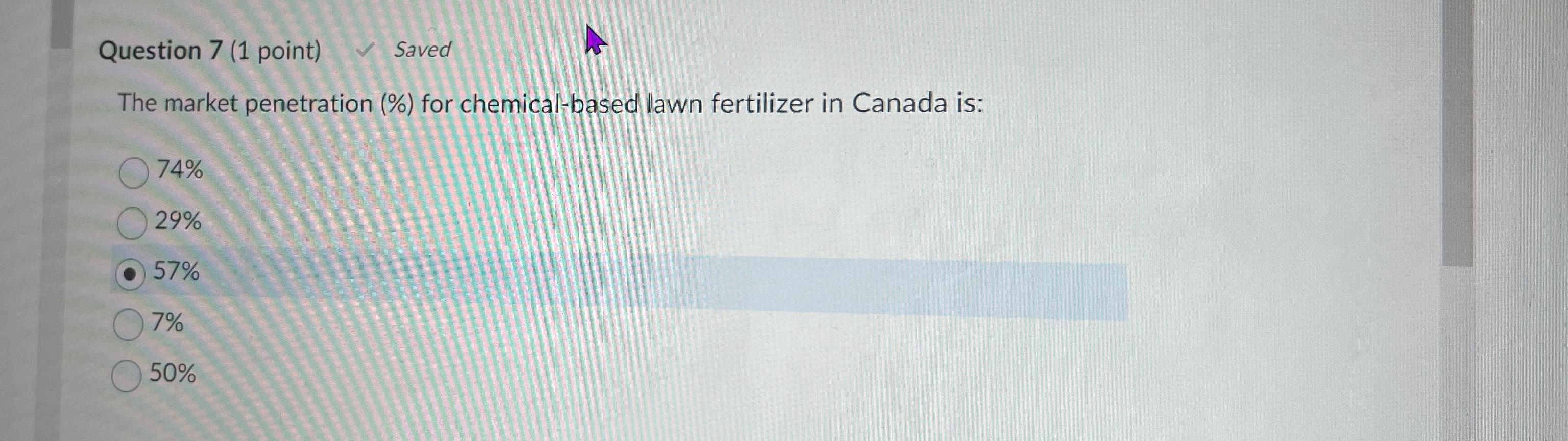 Solved Question 7 (1 ﻿point) ﻿SavedThe market penetration | Chegg.com