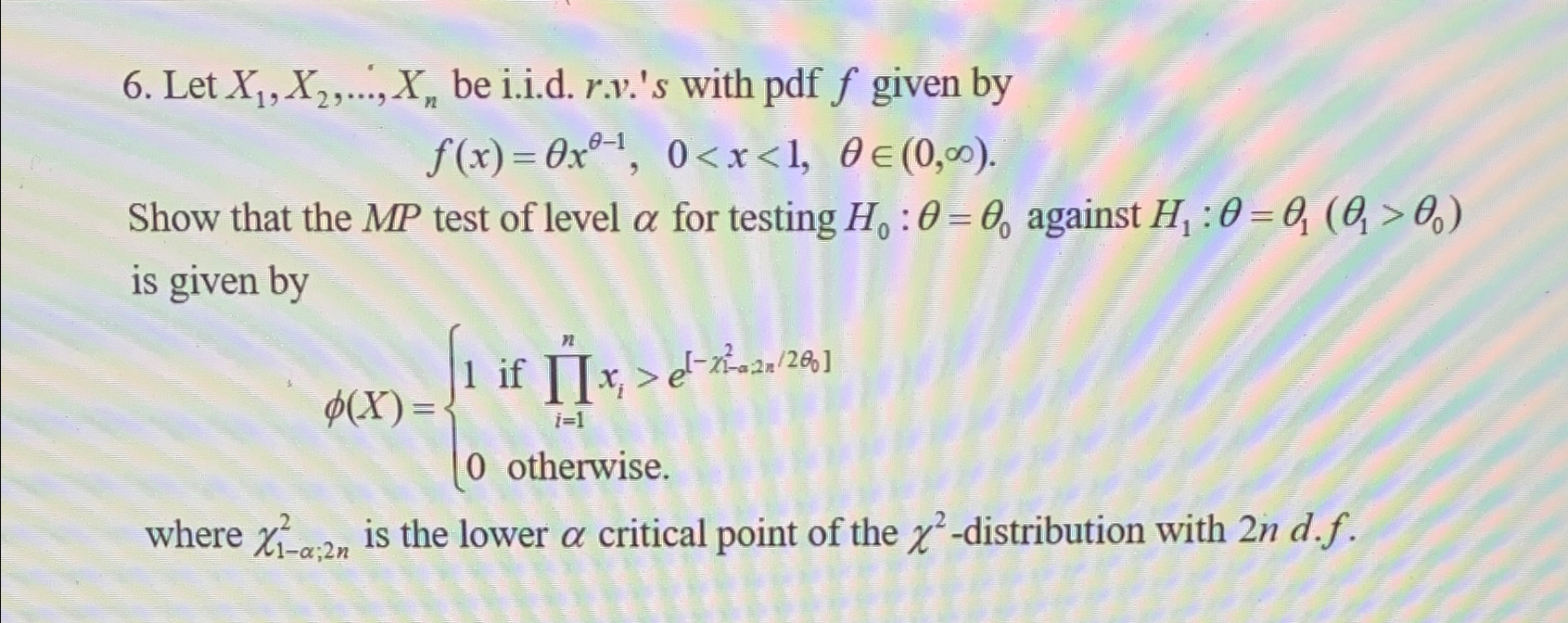 Solved Let X1 X2 Dots Xn ﻿be I I D ﻿r V S ﻿with Pdf F