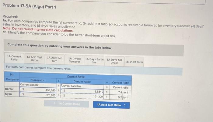 Solved Required information Problem 17-5A (Algo) Comparative | Chegg.com