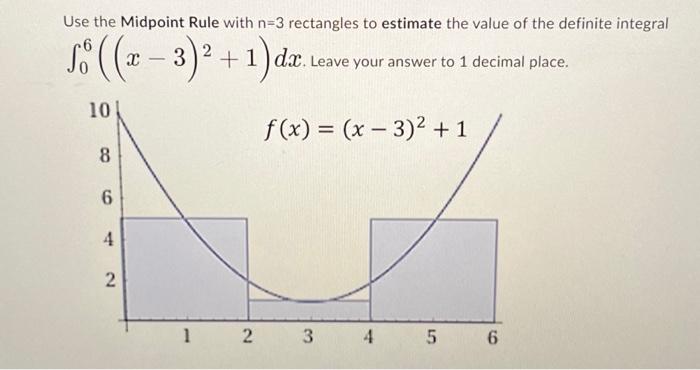 Solved Use the Midpoint Rule with n=3 rectangles to estimate | Chegg.com