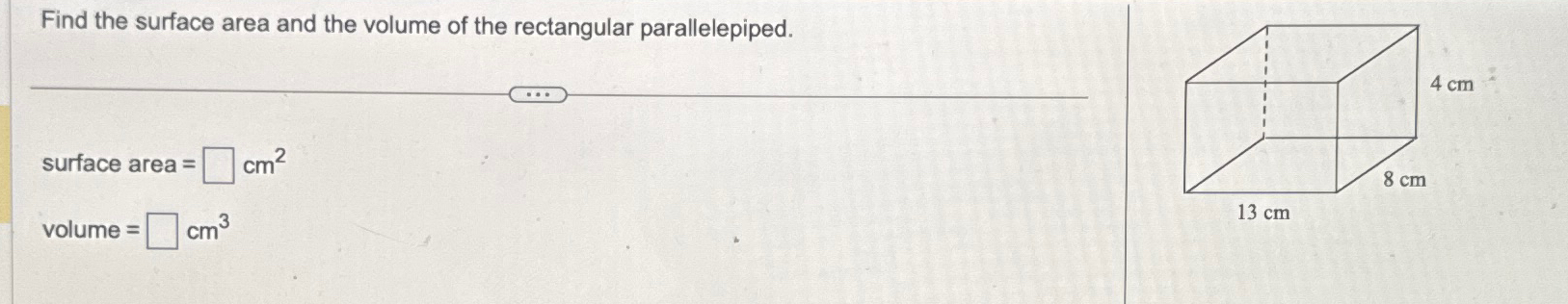 Solved Find the surface area and the volume of the | Chegg.com