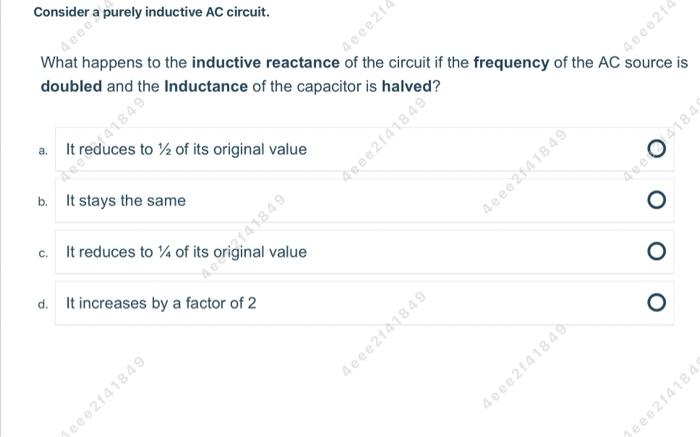 Solved Consider a purely inductive AC circuit. deee21 8.000 | Chegg.com