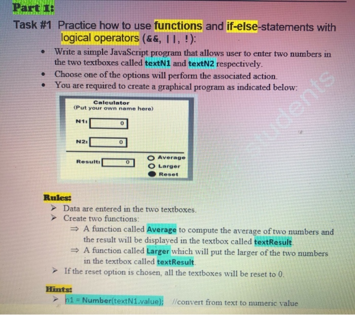 Solved Part 1 Task 1 Practice How To Use Functions And Chegg