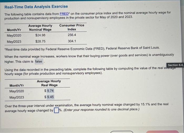 Solved Real-Time Data Analysis Exercise The following table | Chegg.com