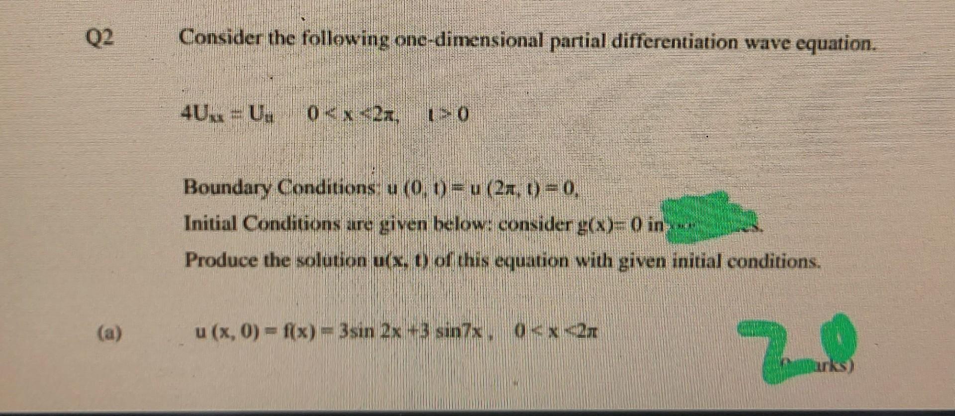 Consider the following one-dimensional partial | Chegg.com