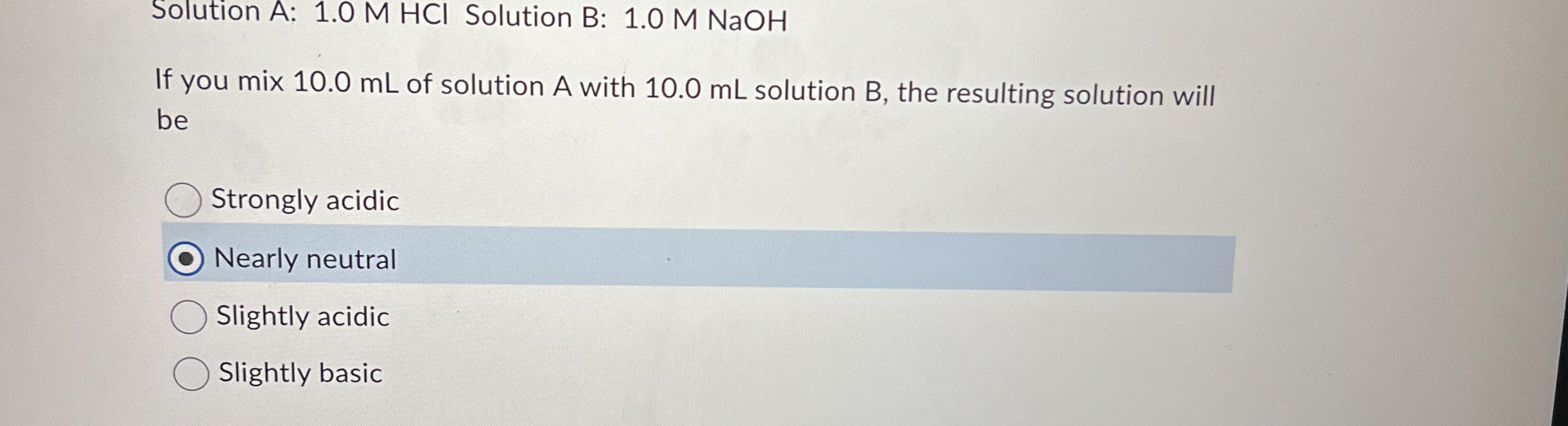 High Quality SOLUTION Solution A: 1.0 ﻿M HCl Solution B: 1.0 ﻿M NaOHIf you | Chegg.com