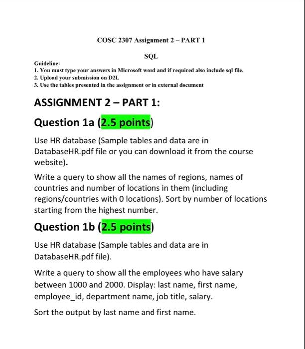 Solved Guideline: 1. You must type your answers in Microsoft | Chegg.com