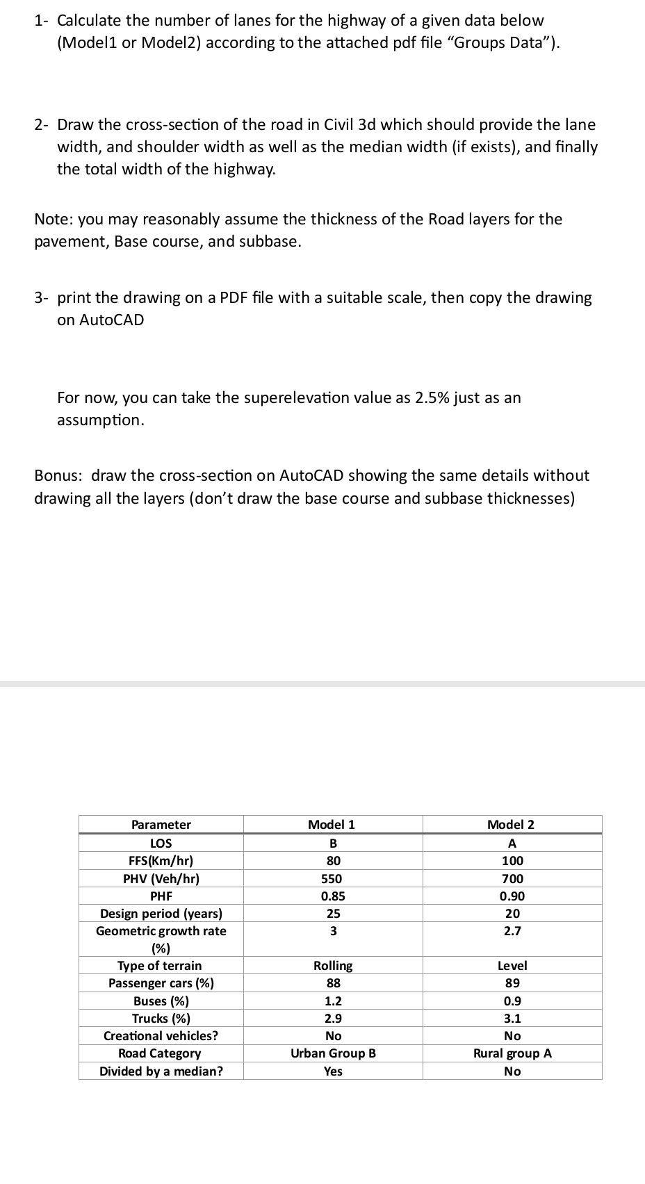 Solved 1- ﻿Calculate the number of lanes for the highway of | Chegg.com