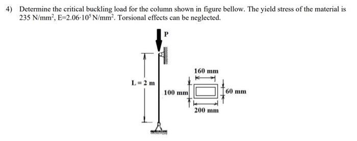Solved 4) Determine the critical buckling load for the | Chegg.com