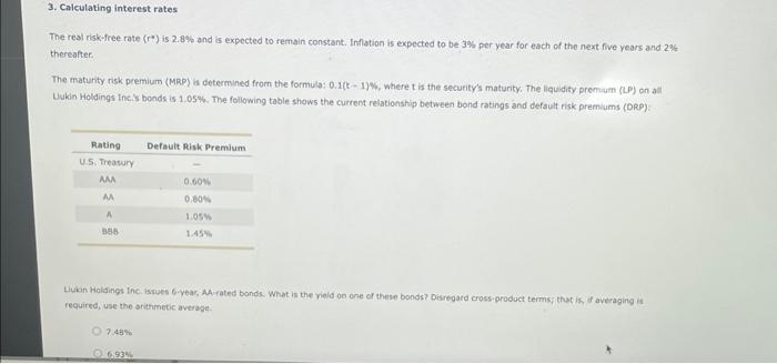 Solved 3. Calculating interest rates The real risk-free rate | Chegg.com