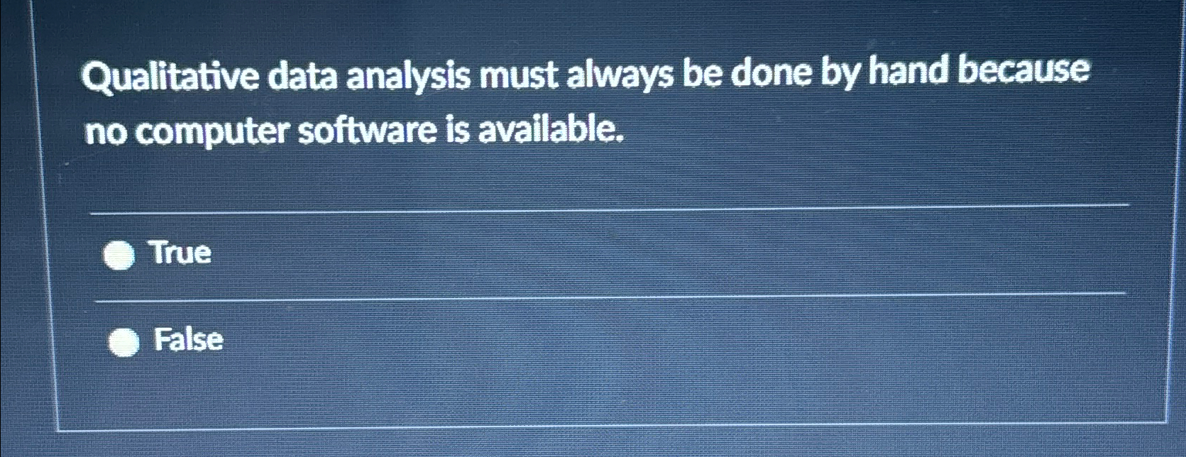 Solved Qualitative data analysis must always be done by hand | Chegg.com
