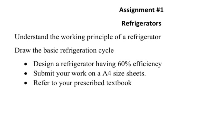 Solved Assignment #1 Refrigerators Understand the working | Chegg.com