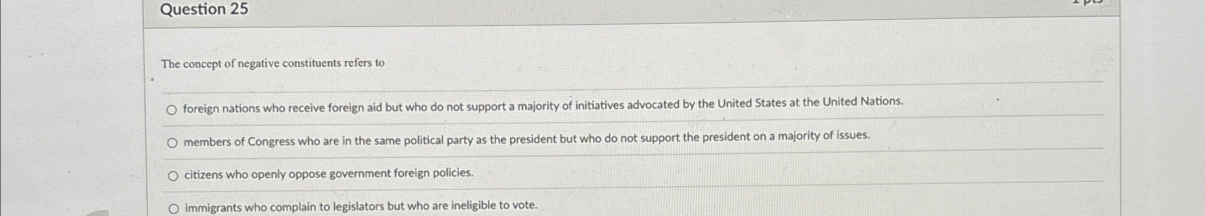 Solved Question 25 ﻿The concept of negative constituents | Chegg.com