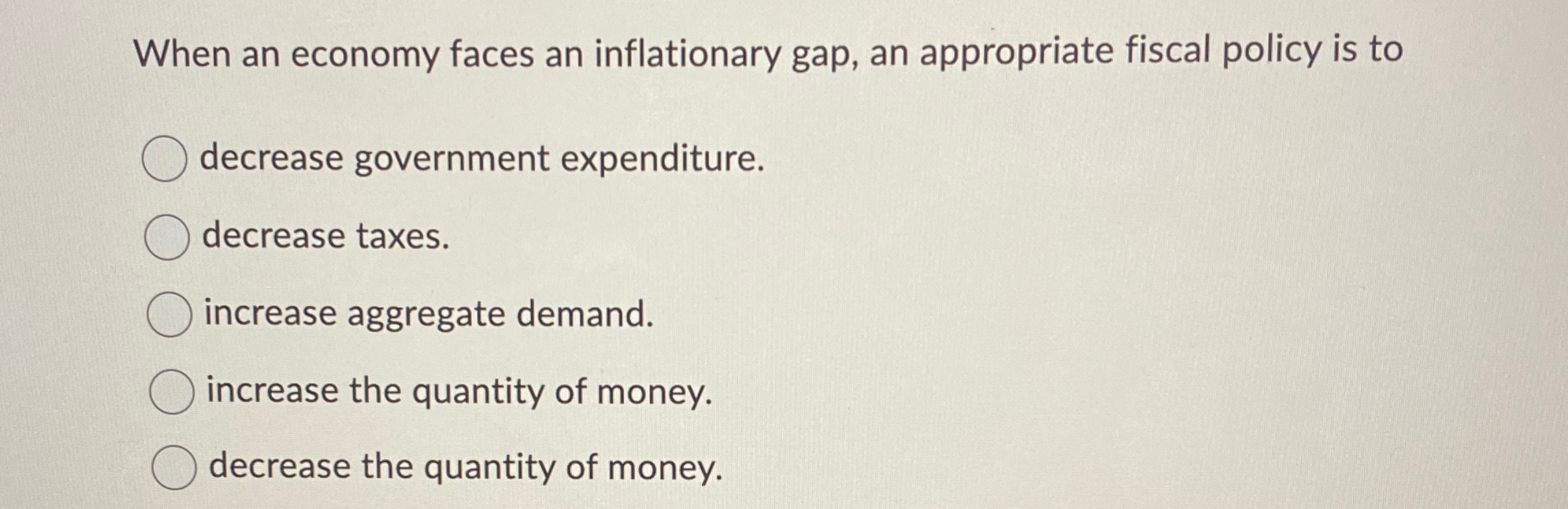 Solved When an economy faces an inflationary gap, an | Chegg.com