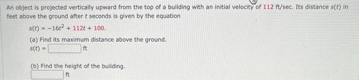 Solved An object is projected vertically upward from the top | Chegg.com